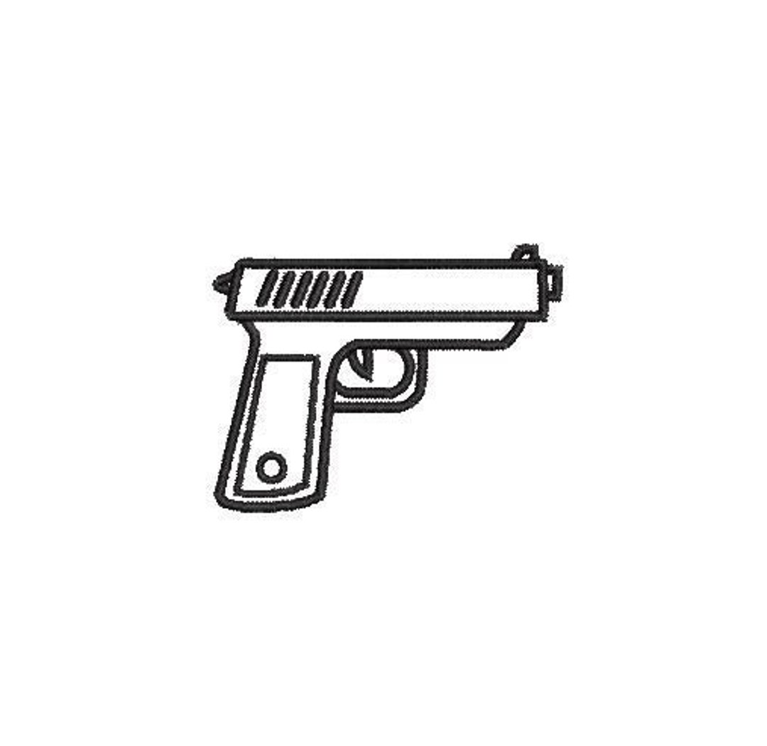 Gun Revolver Outline Embroidery Design Embroidery File Digital Design ...