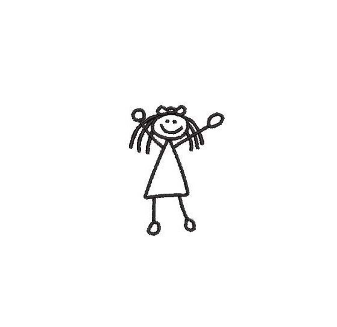 Happy Girl Outline Embroidery Design Embroidery File Digital Design ...