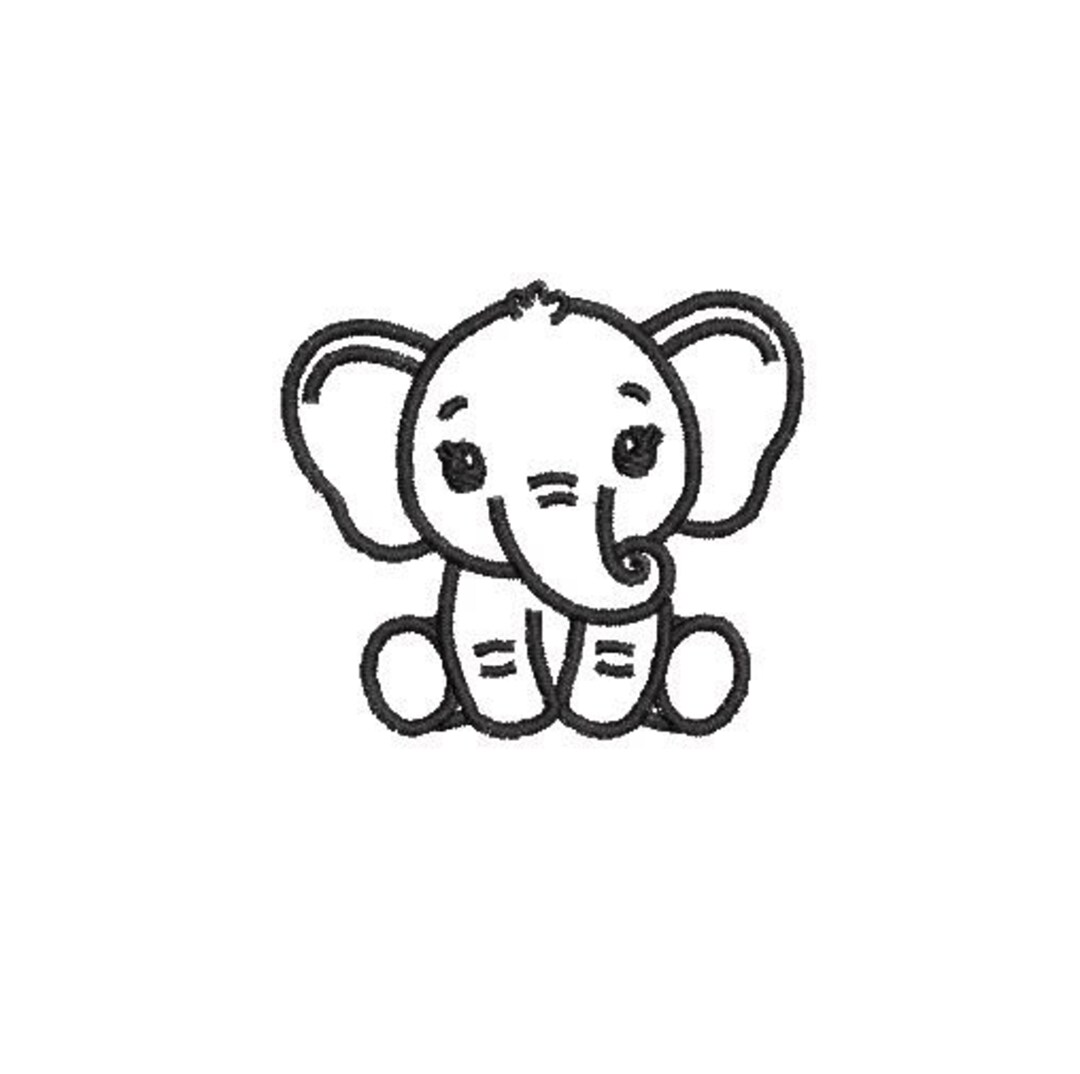 Elephant Outline Embroidery Design Embroidery File Digital Design ...