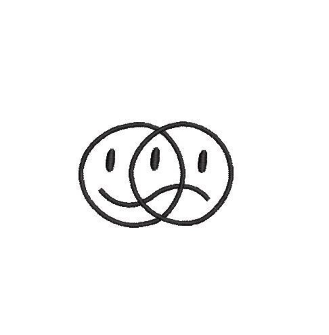 Happy Sad Face Outline Embroidery Design Embroidery File Digital Design ...