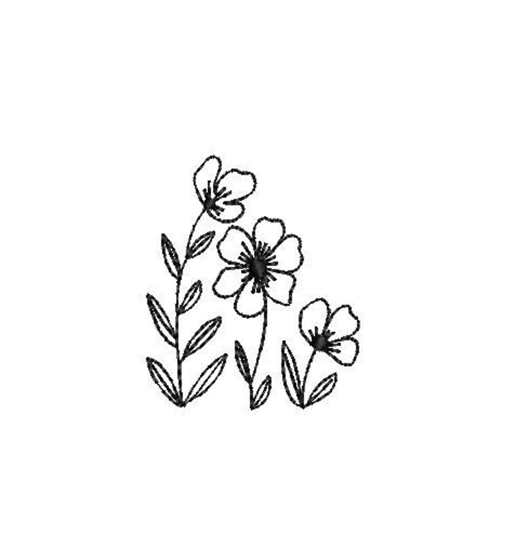 Bed of Flowers Meadow Outline Embroidery Design Embroidery File Digital ...