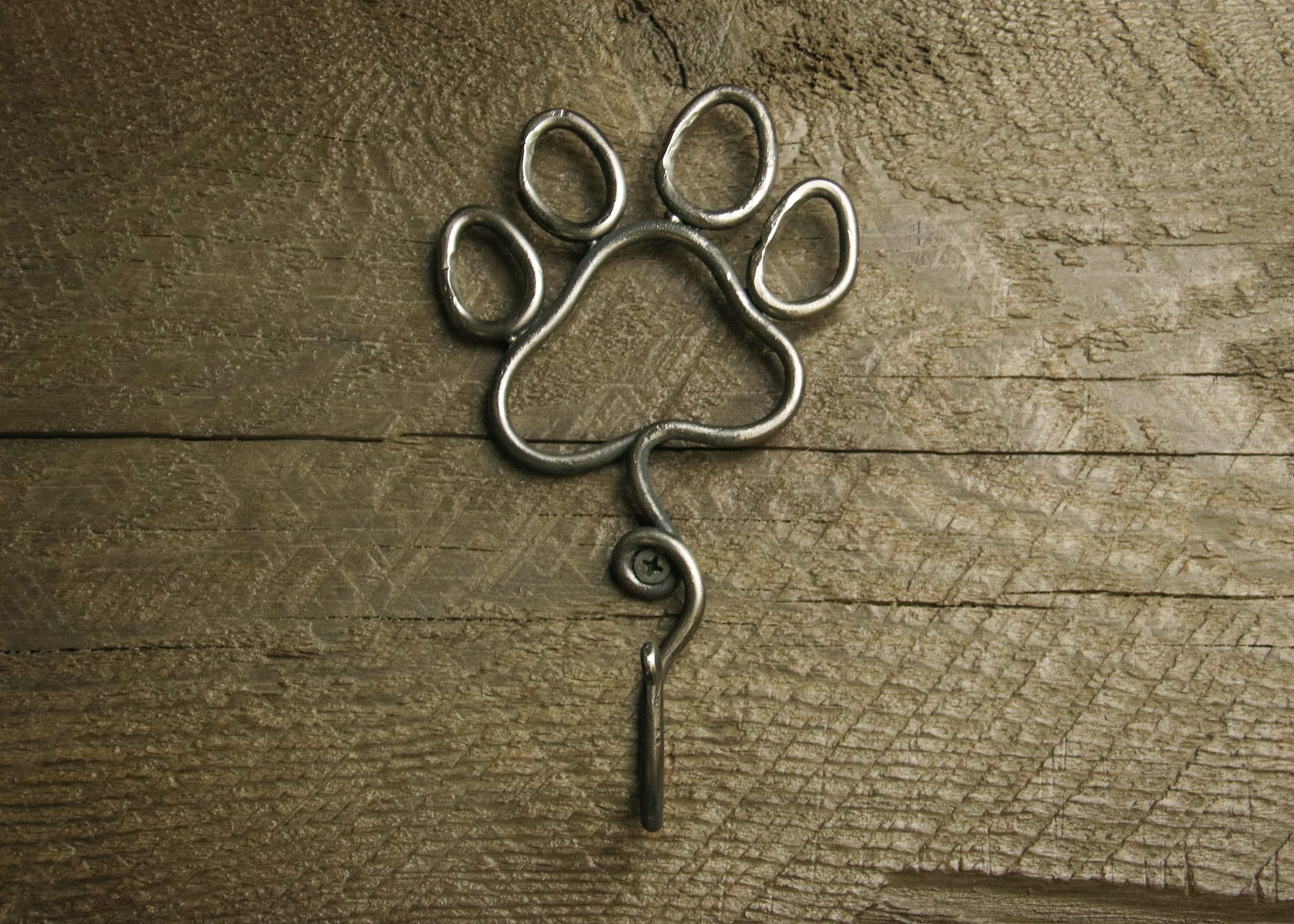 Hand-forged Iron Paw Print Hook 7". - Etsy