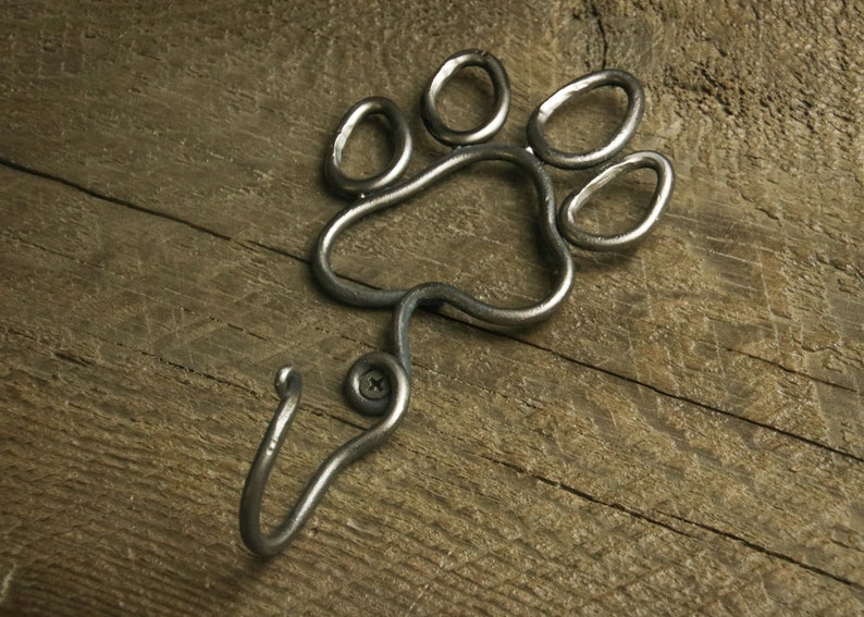 Hand-forged Iron Paw Print Hook 7". - Etsy