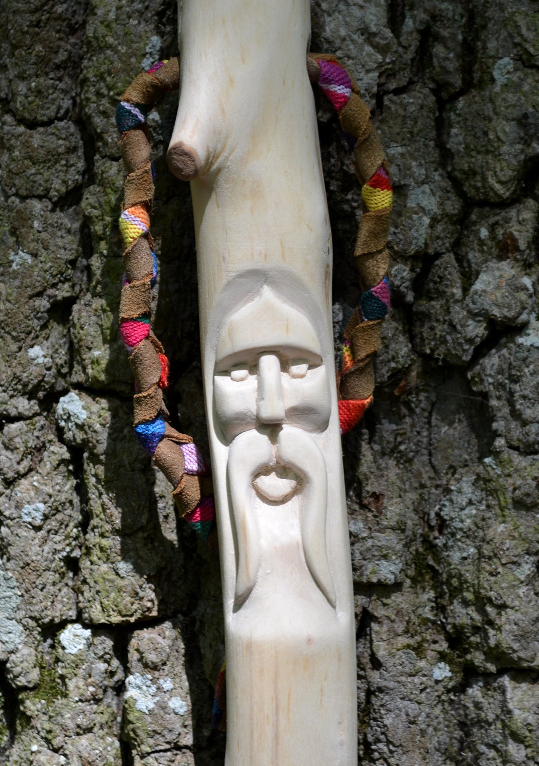 Hand Carved Wooden Walking Staff - Etsy UK