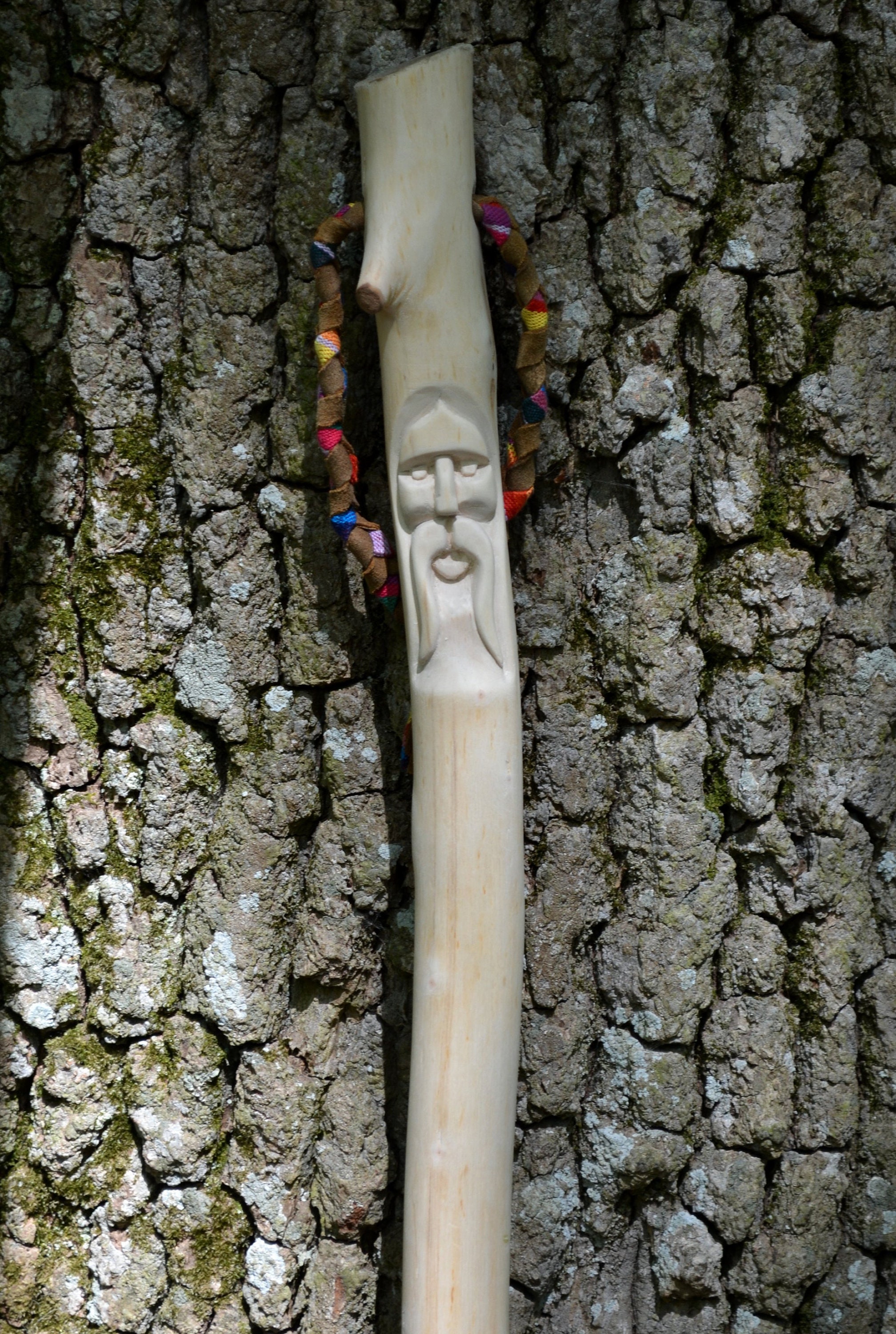 Hand Carved Wooden Walking Staff - Etsy UK