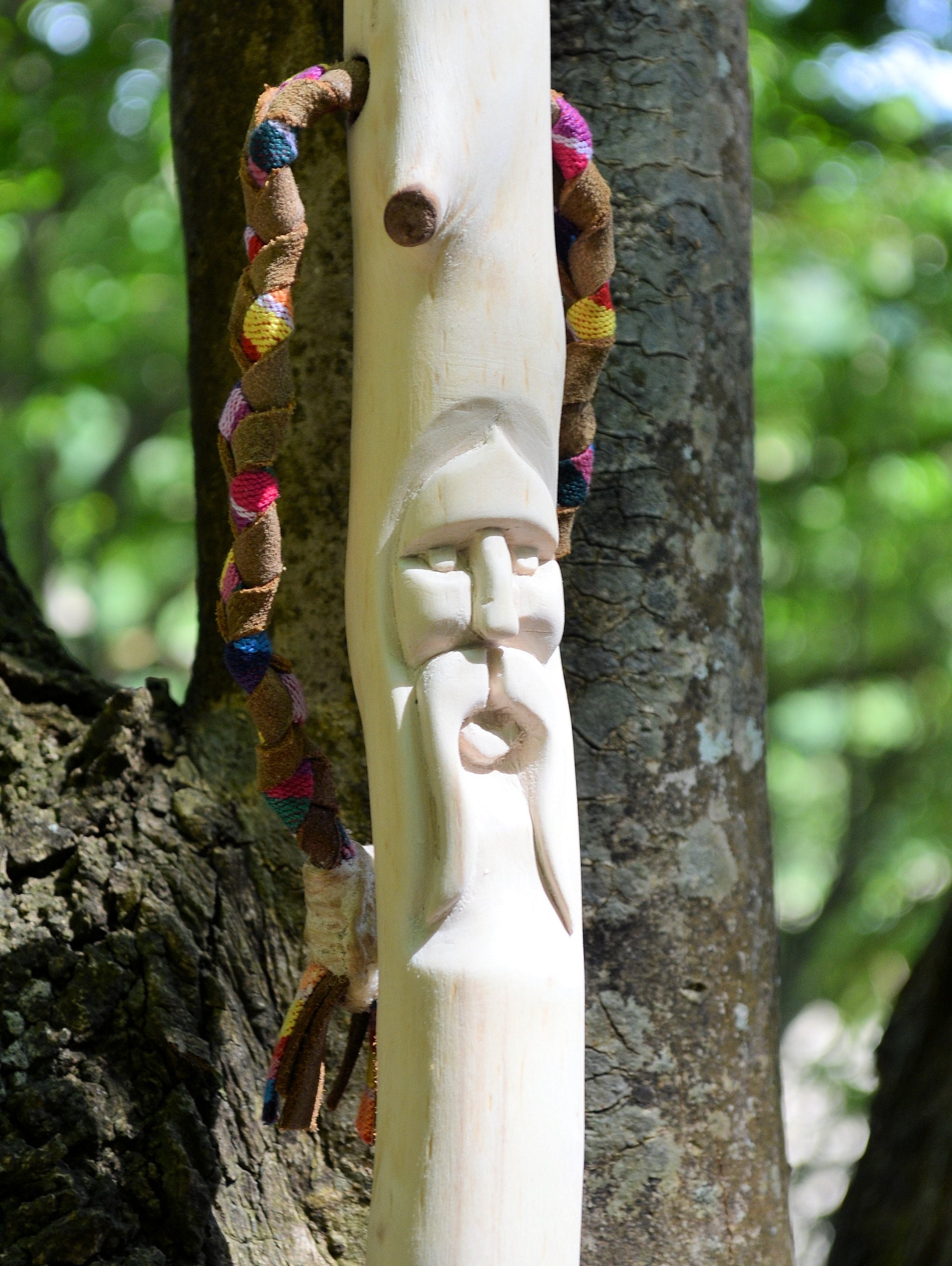 Hand Carved Wooden Walking Staff - Etsy UK