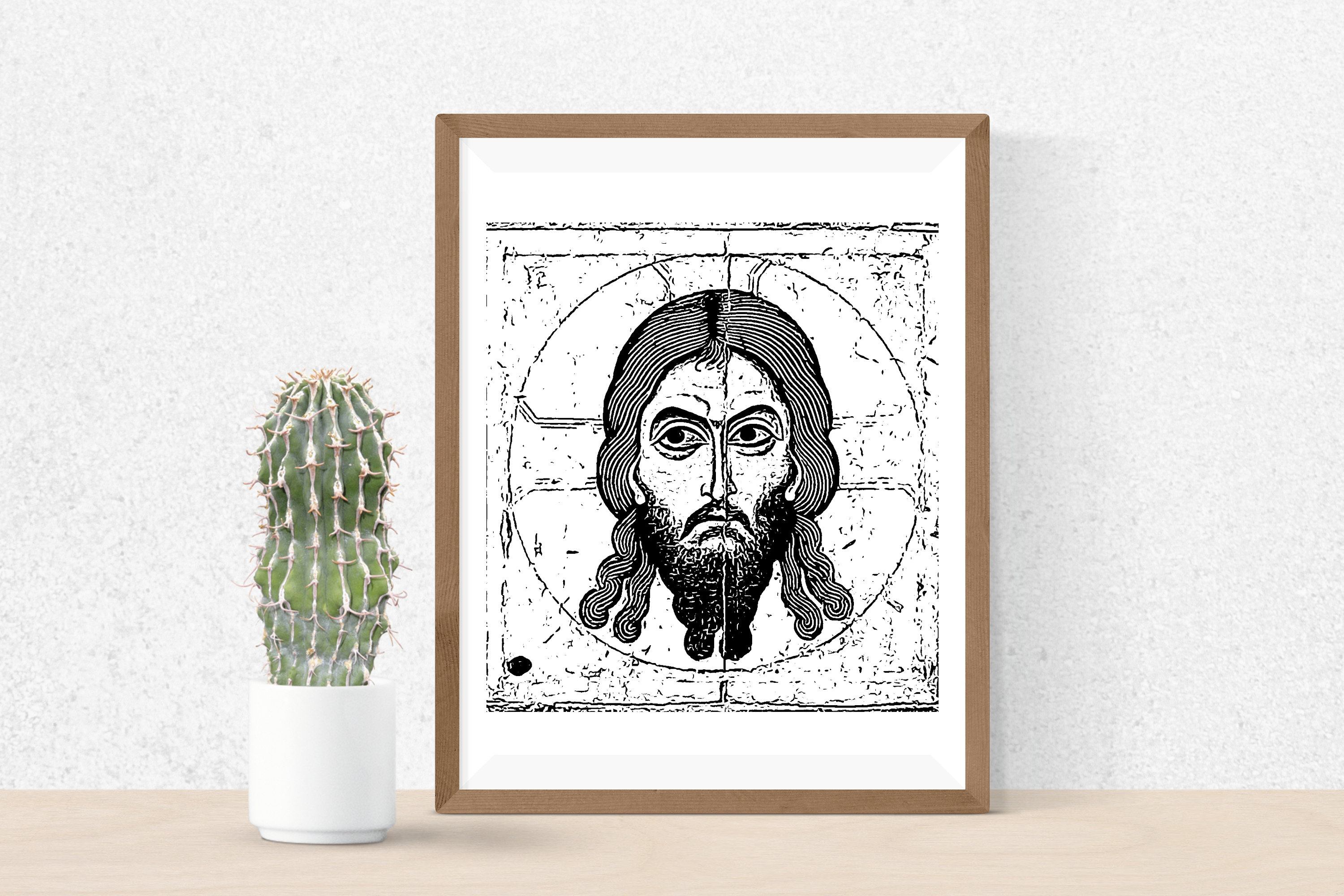 Old School Jesus Black and White Instant Printable Poster - Etsy