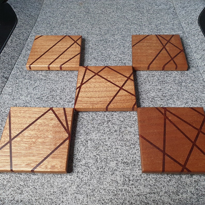 Copper Resin Wooden Coasters Set of 5 Resin Epoxy Coasters Placemats ...