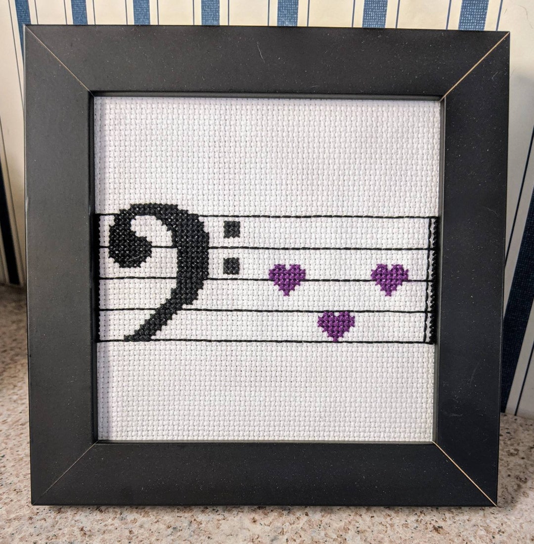 2 PATTERNS: DAD Music Notes Cross Stitch Pattern Bass Clef - Etsy