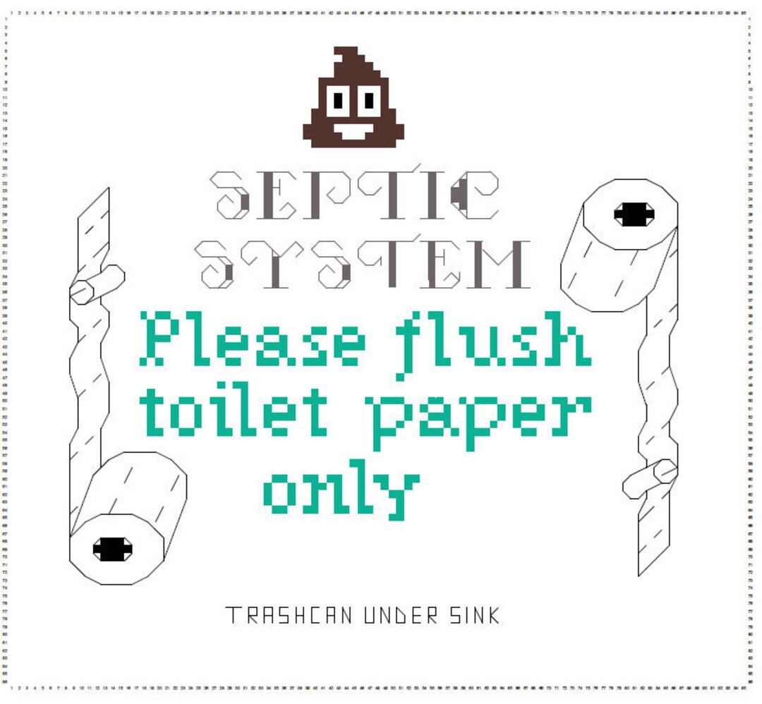 PATTERN: Bathroom Cross Stitch, Septic System Please Flush Toilet Paper ...