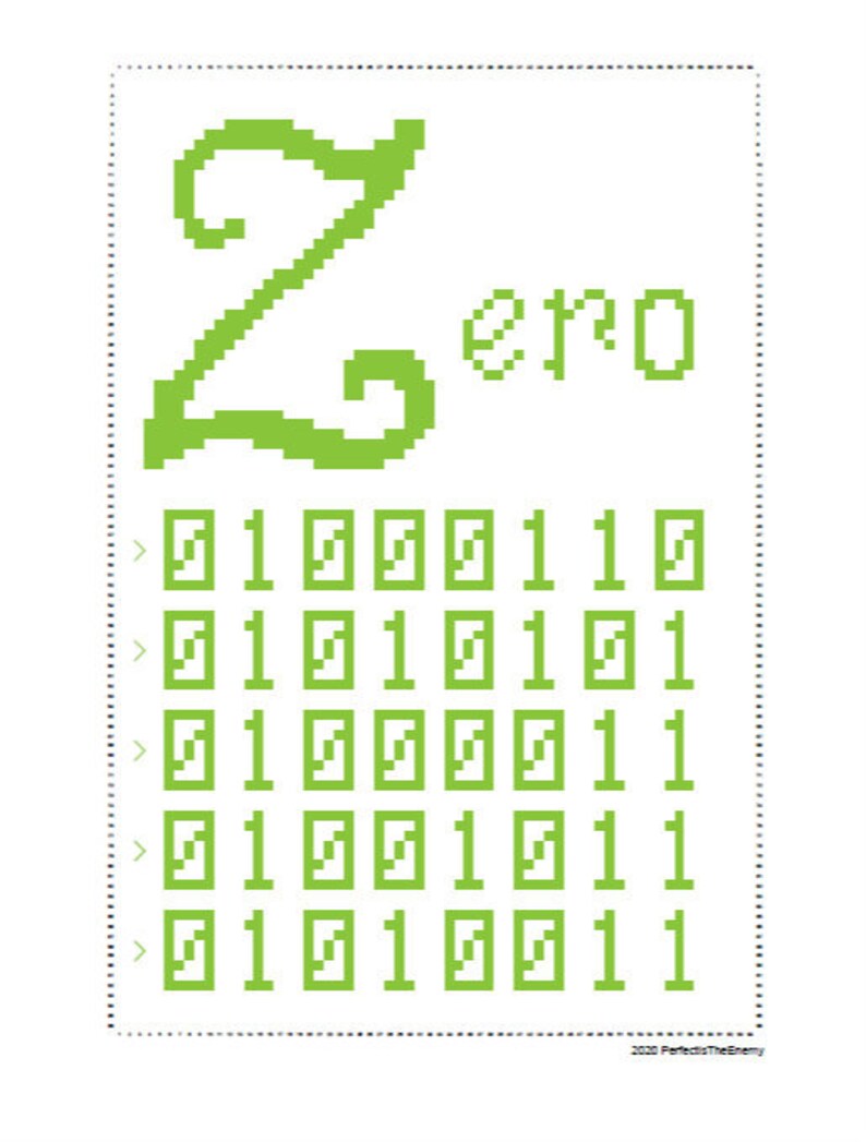 PATTERN: Zero Fks, ASCII Code, Geeky Cross Stitch Pattern, Computer ...