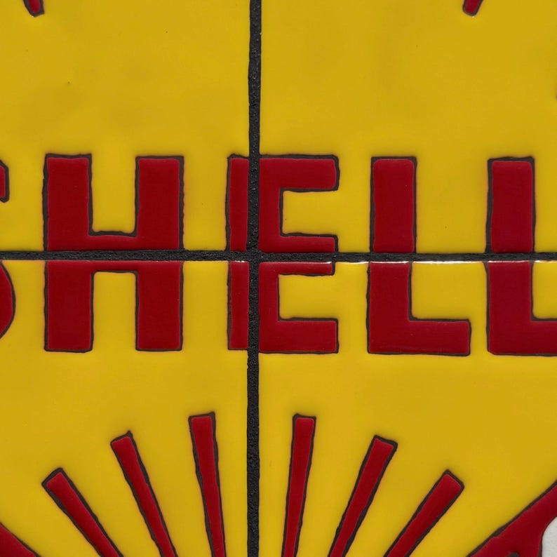 Vintage Shell Gas Station Logo Cuerda Seca Mosaic Art Tile Handmade ...