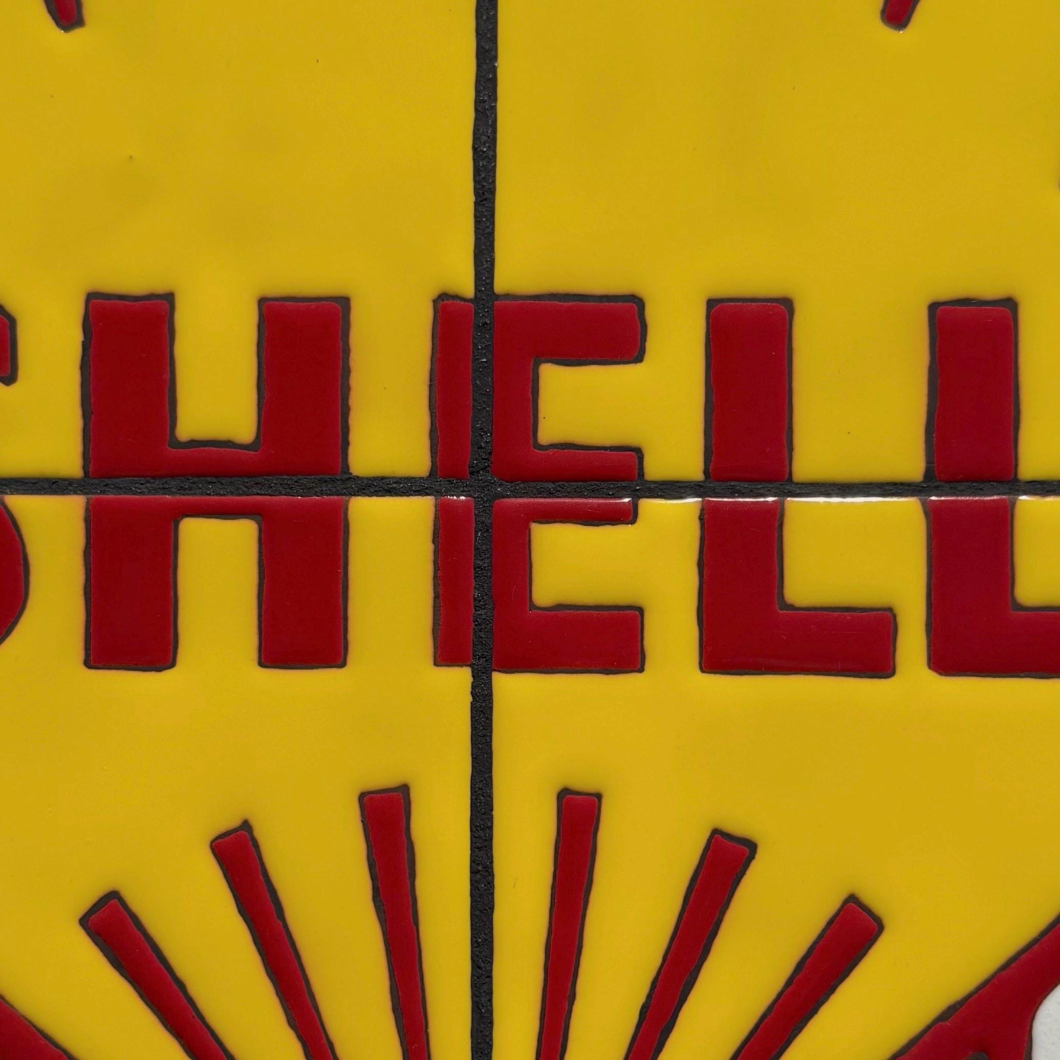 Vintage Shell Gas Station Logo Cuerda Seca Mosaic Art Tile Handmade ...