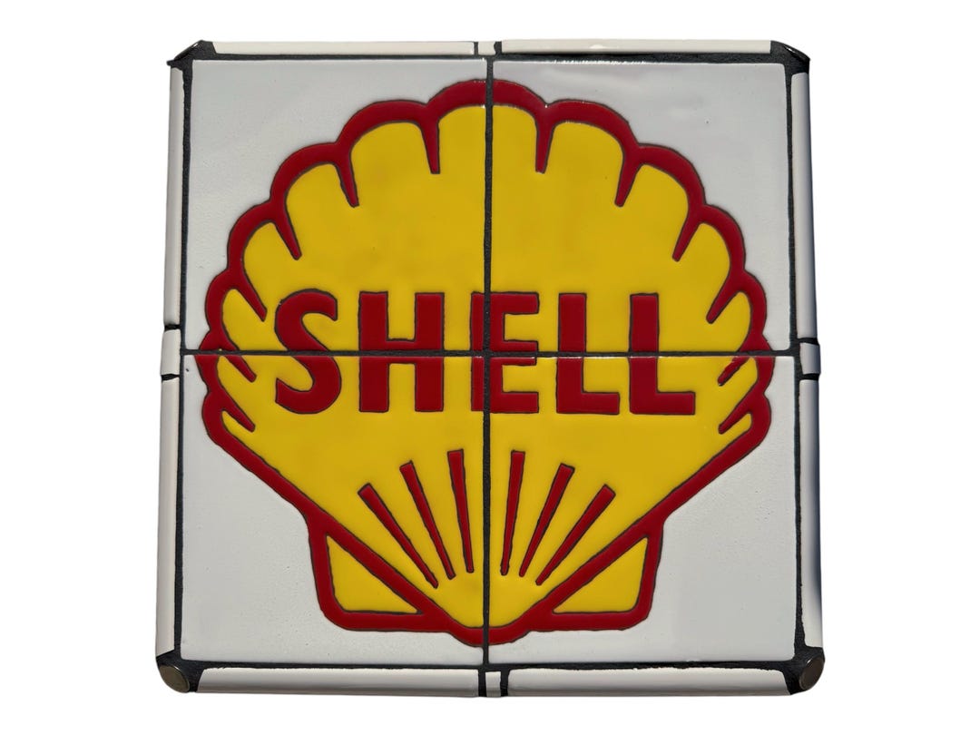 Vintage Shell Gas Station Logo Cuerda Seca Mosaic Art Tile Handmade ...