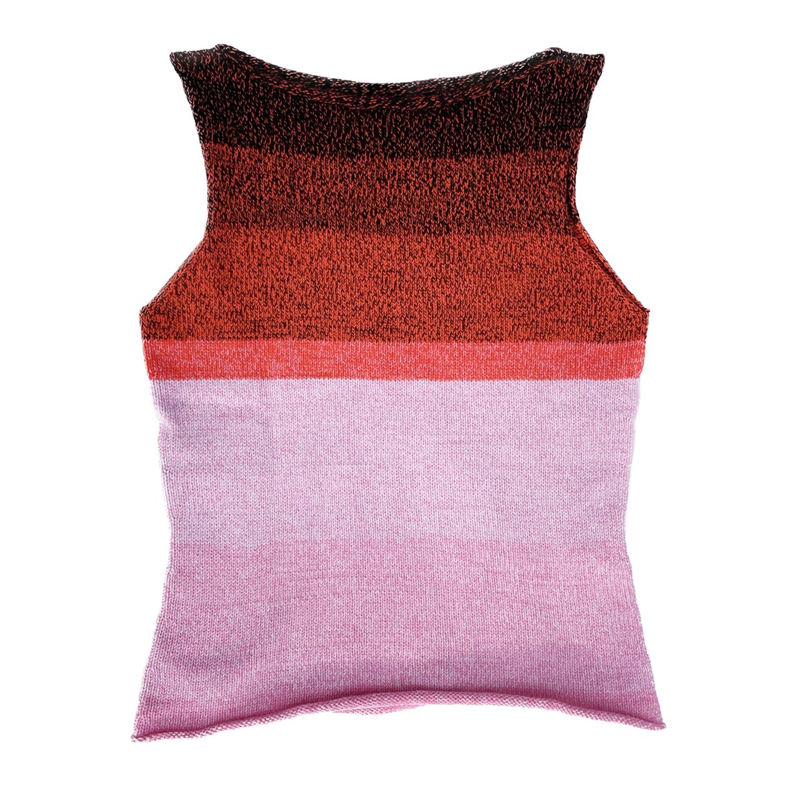 Handmade Knitted Tank Top, Pink Coral Black Mix, 100% Soft Cotton - Etsy
