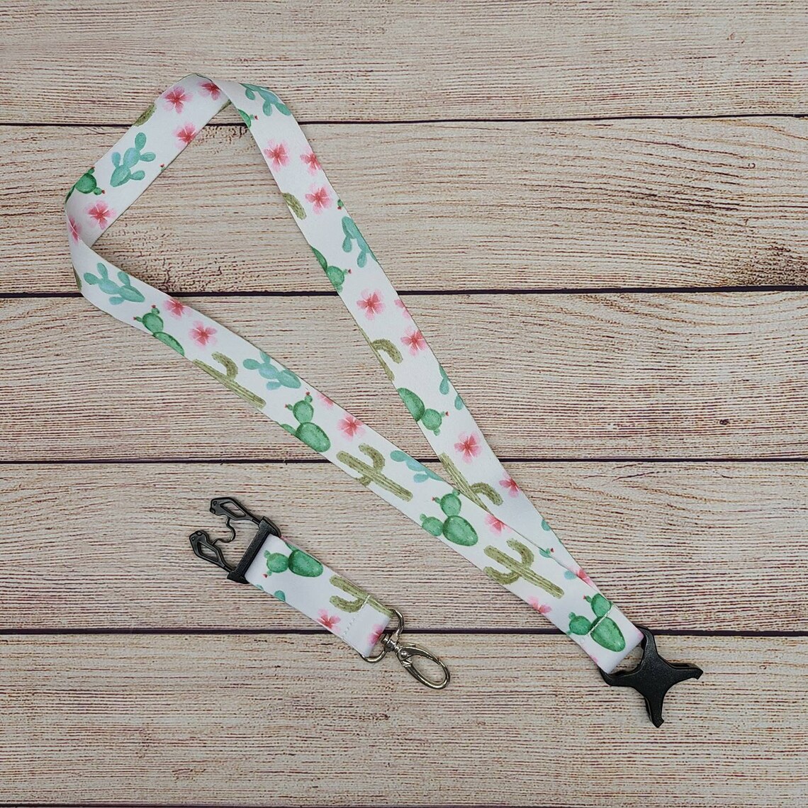 Watercolor cactus lanyard keychain badge holder gift idea for | Etsy