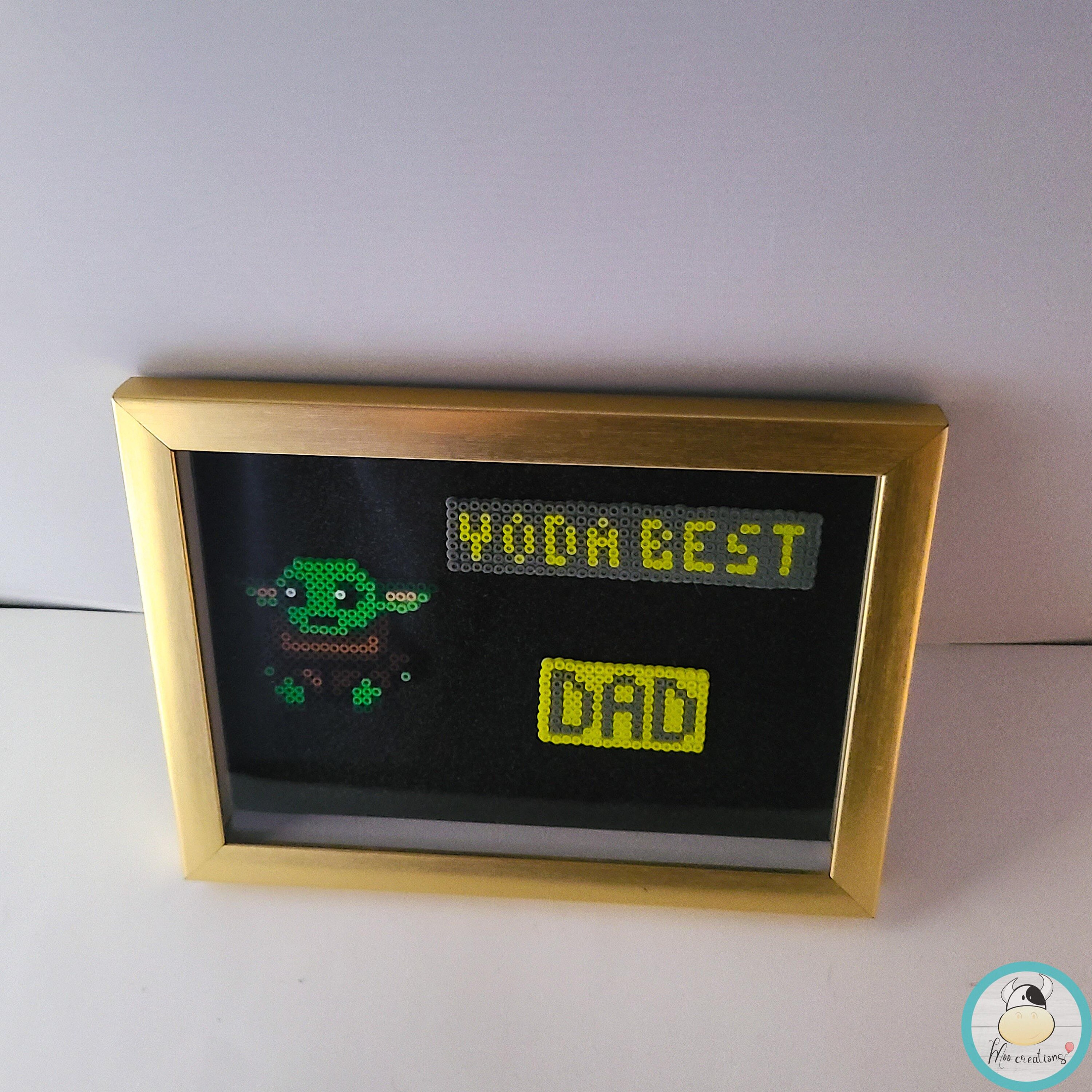 Yoda Best Dad father's Day Gift shadow box Perler beads | Etsy