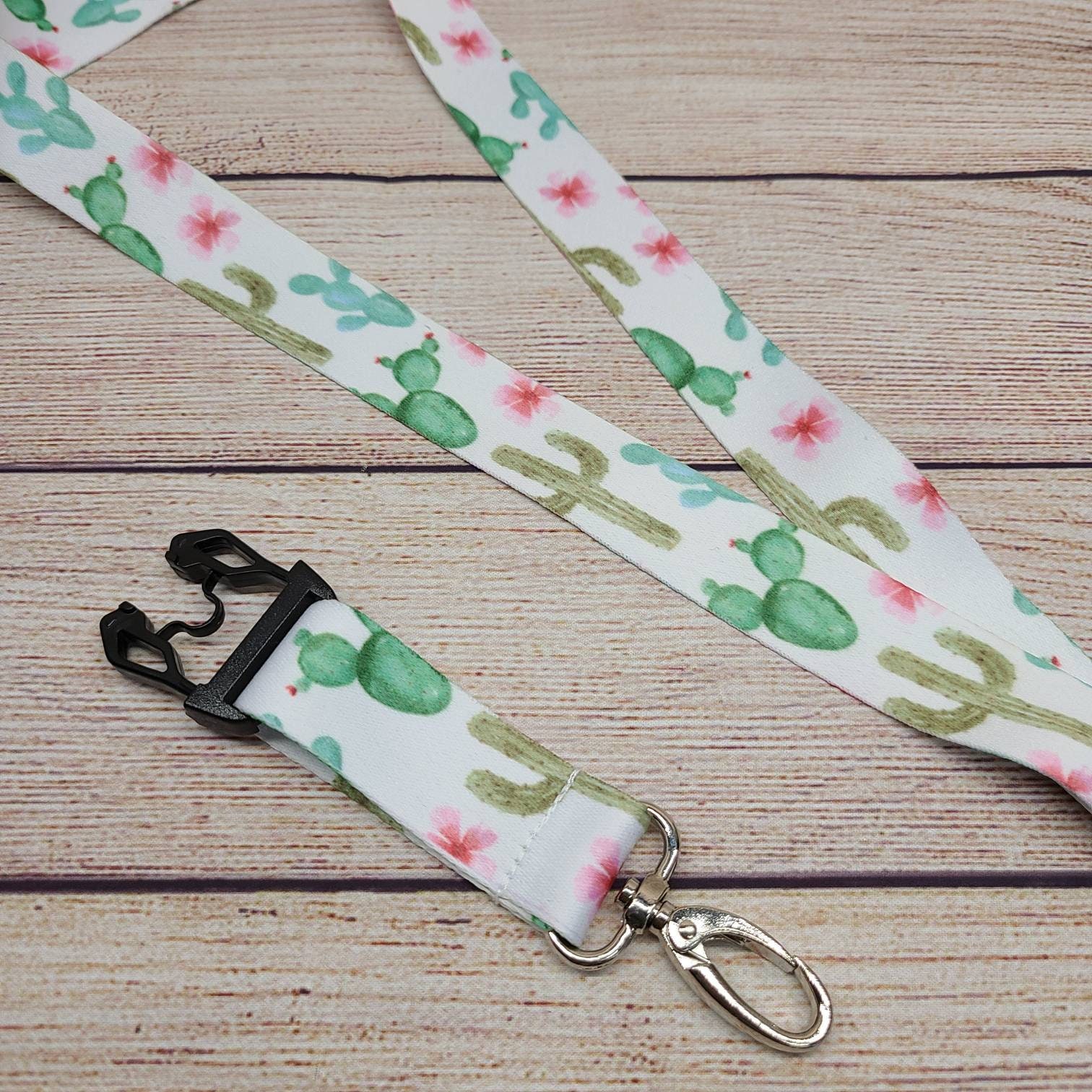 Watercolor cactus lanyard keychain badge holder gift idea for | Etsy