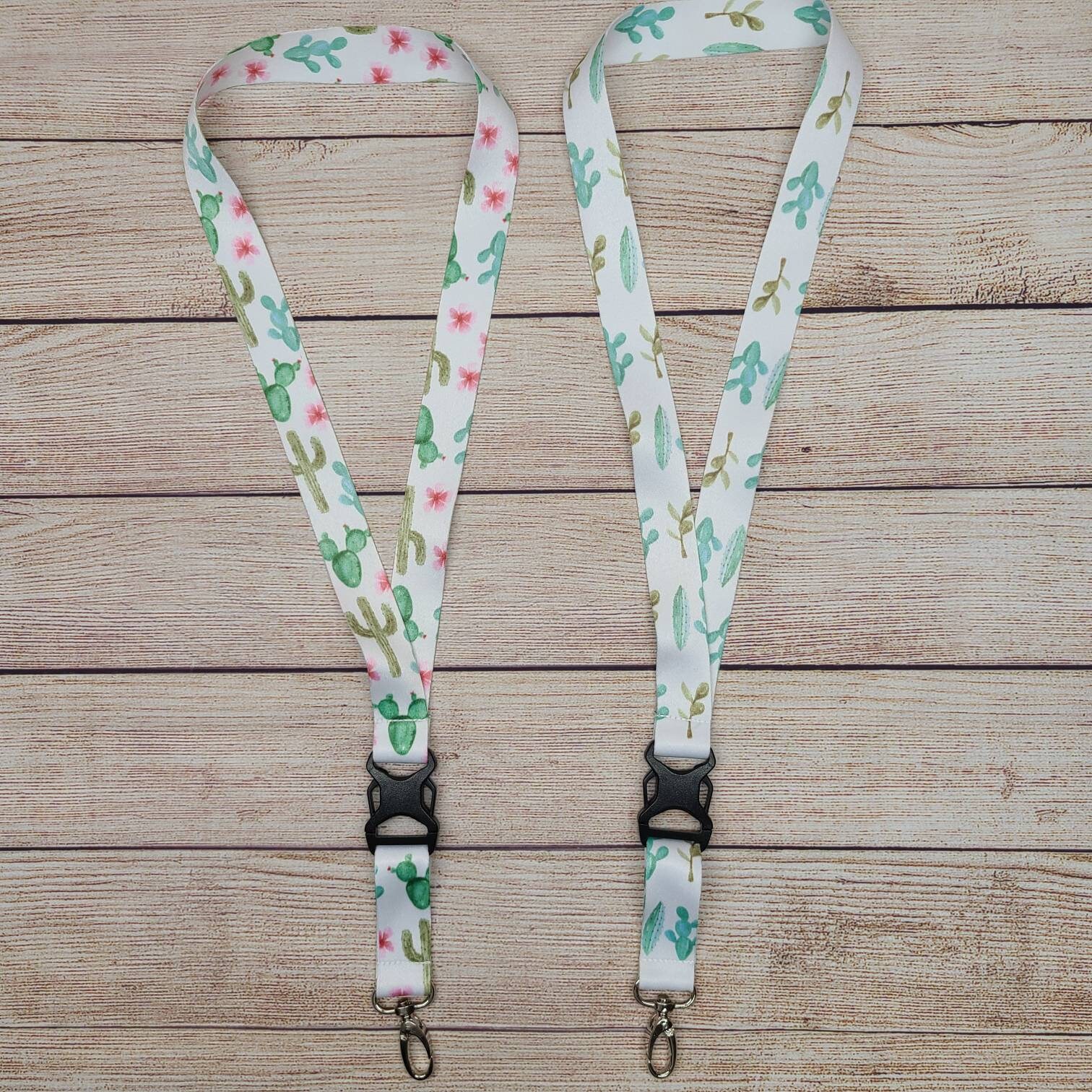 Watercolor cactus lanyard keychain badge holder gift idea for | Etsy