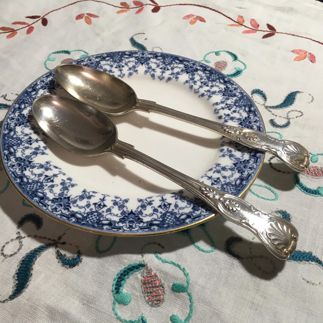 Antique Spoons Victorian, Kings Pattern Silver Plated Dessert Spoons - Etsy