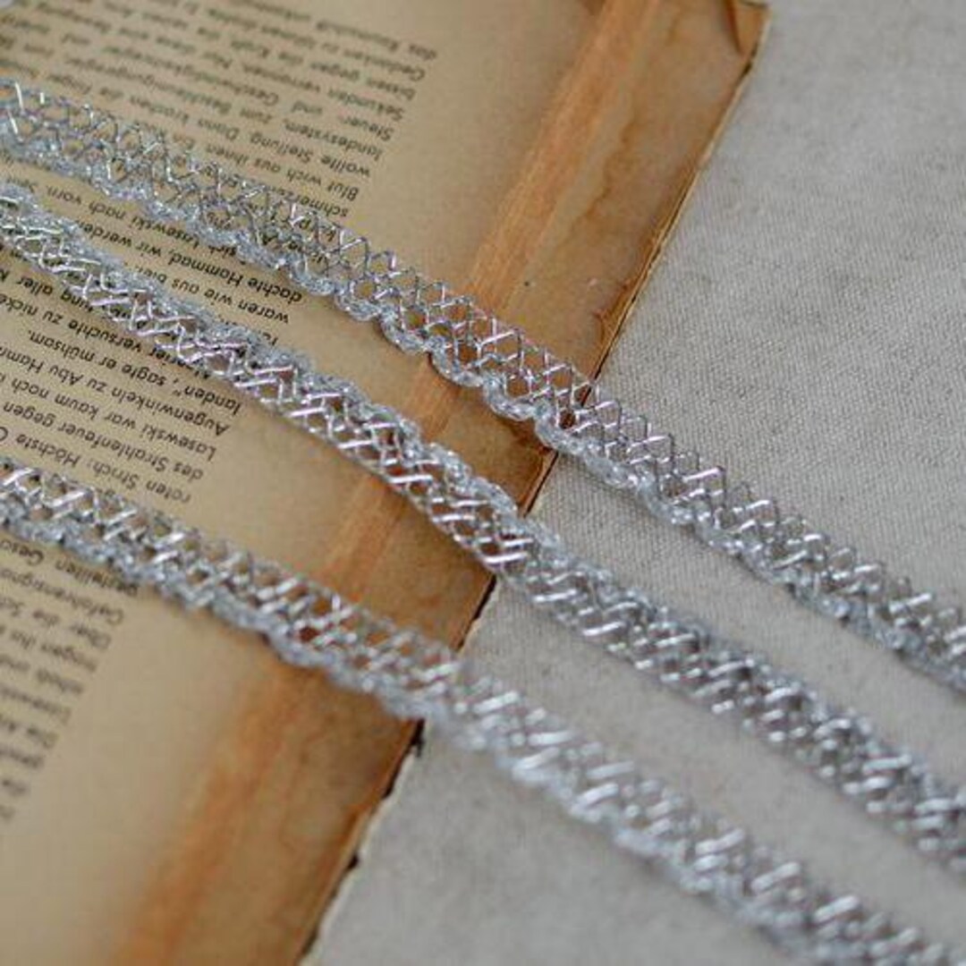 Futuristic Braided Wire Crisscross Lace Trim | Shimmer Metallic ...