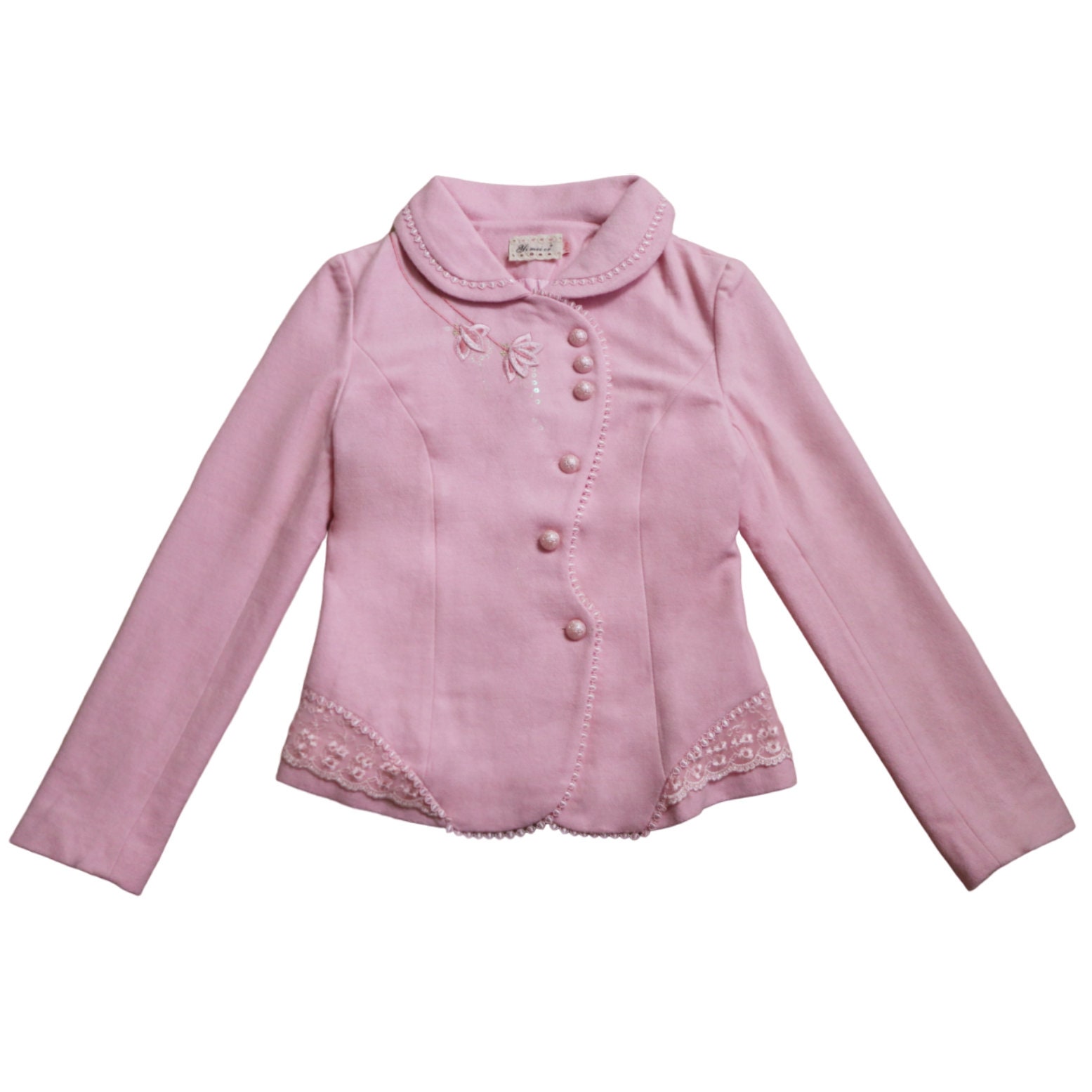 The Lotus Zen Suit 00s Vintage Floral Embroidered Glitter Sequined Wool ...