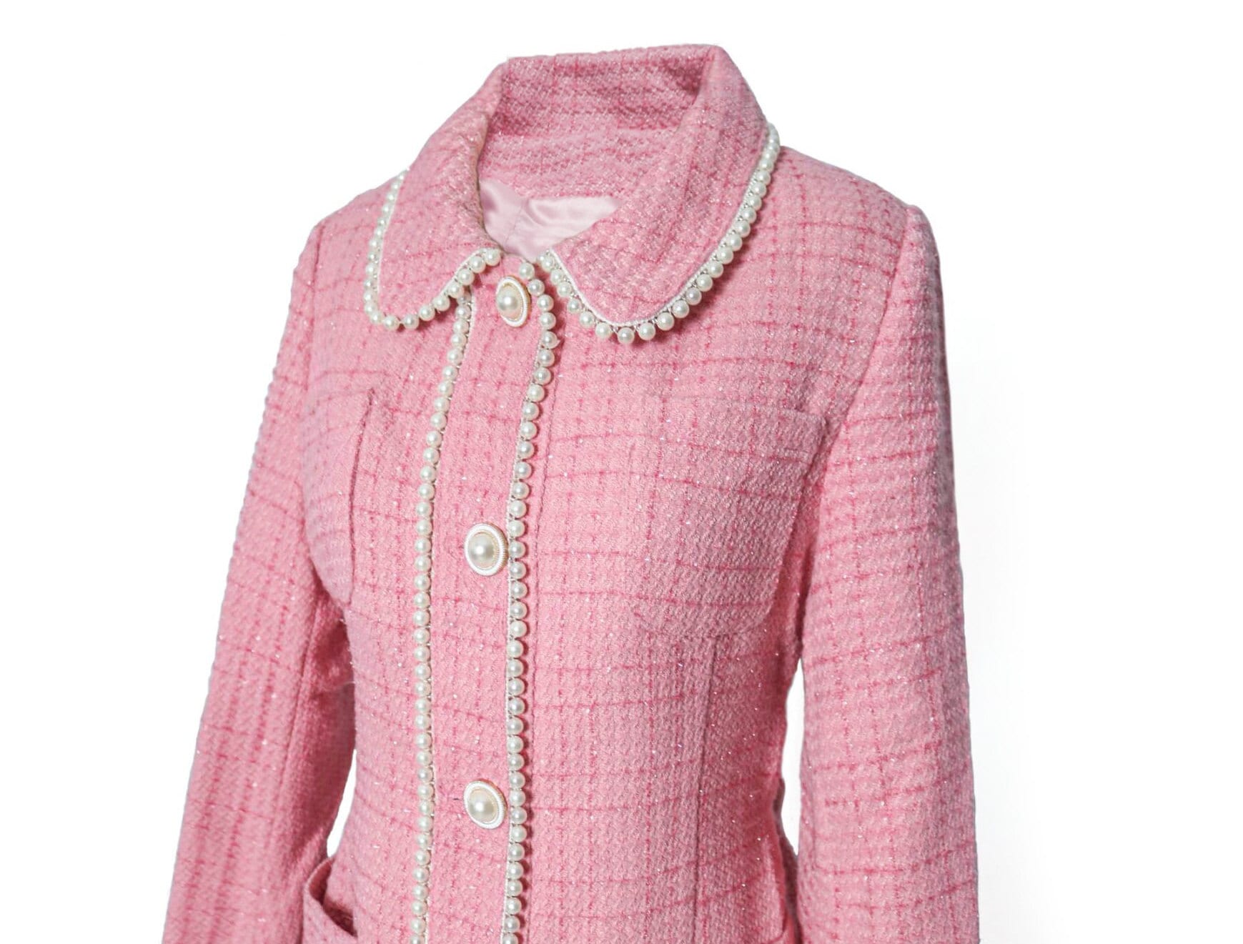 The Coco Glitz Coat Handmade Barbie Pink Glittery Tweed - Etsy
