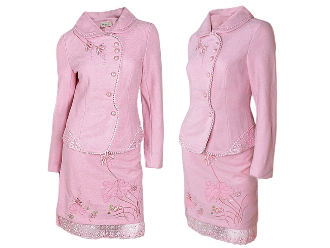 The Lotus Zen Suit | 00s Vintage Floral Embroidered Glitter Sequined ...