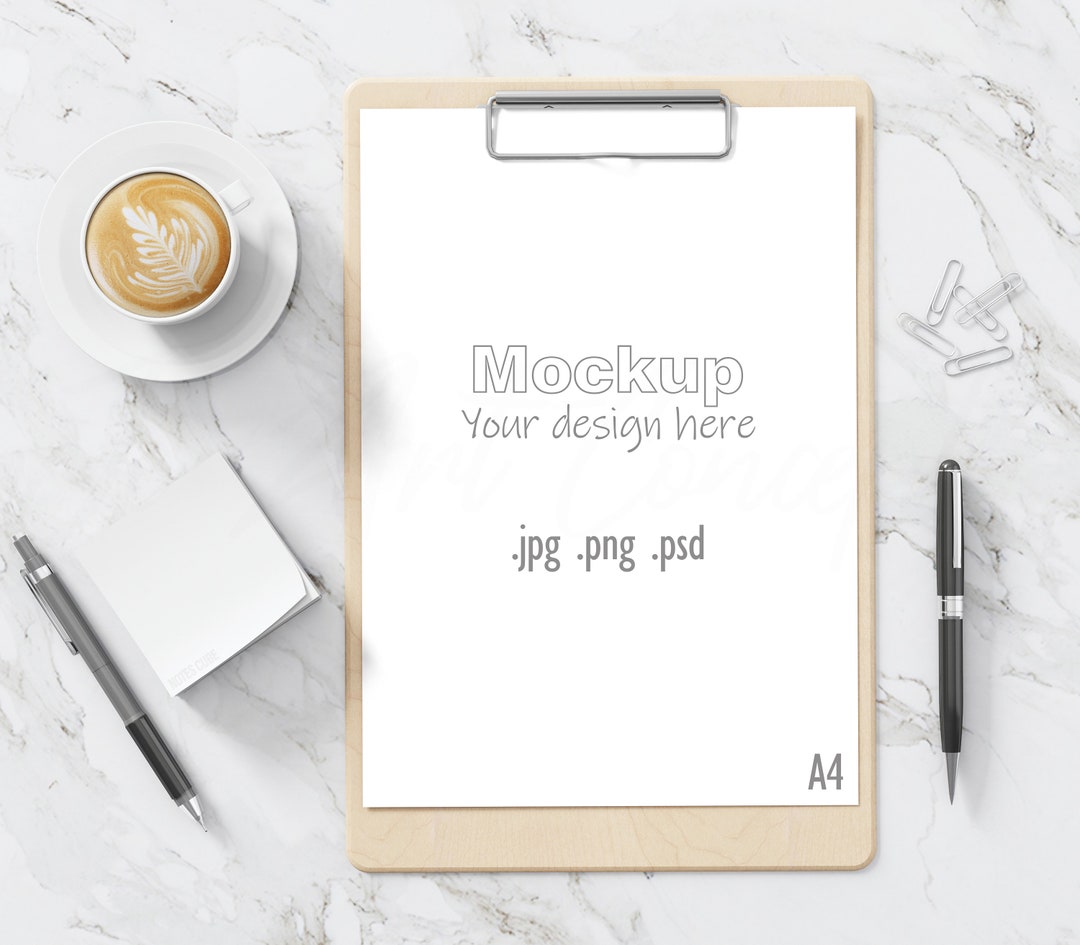 Clipboard Mockup, A4 Paper Mockup, Clipboard Flat Lay, Stationery ...