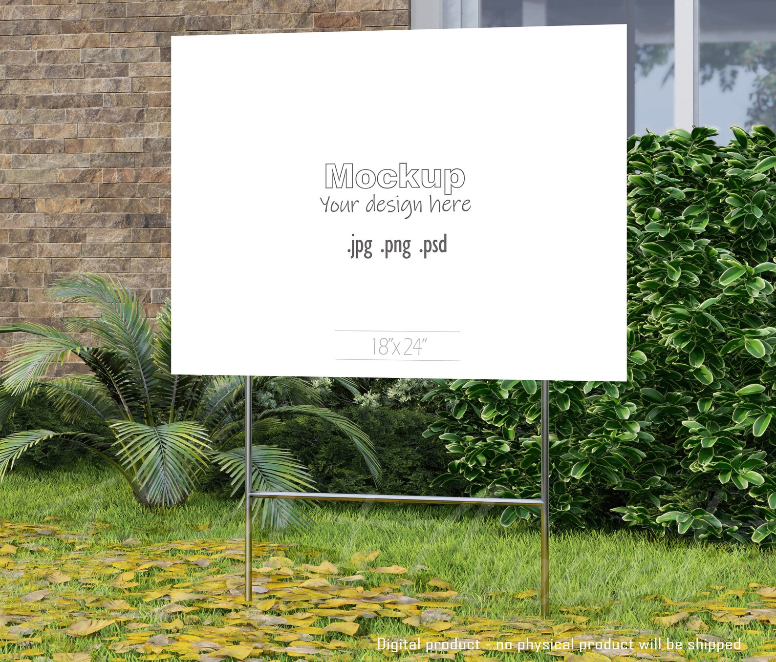 Yard Sign Mockup, Horizontal Sign Mockup, Real Estate Sign Mockup, Yard ...