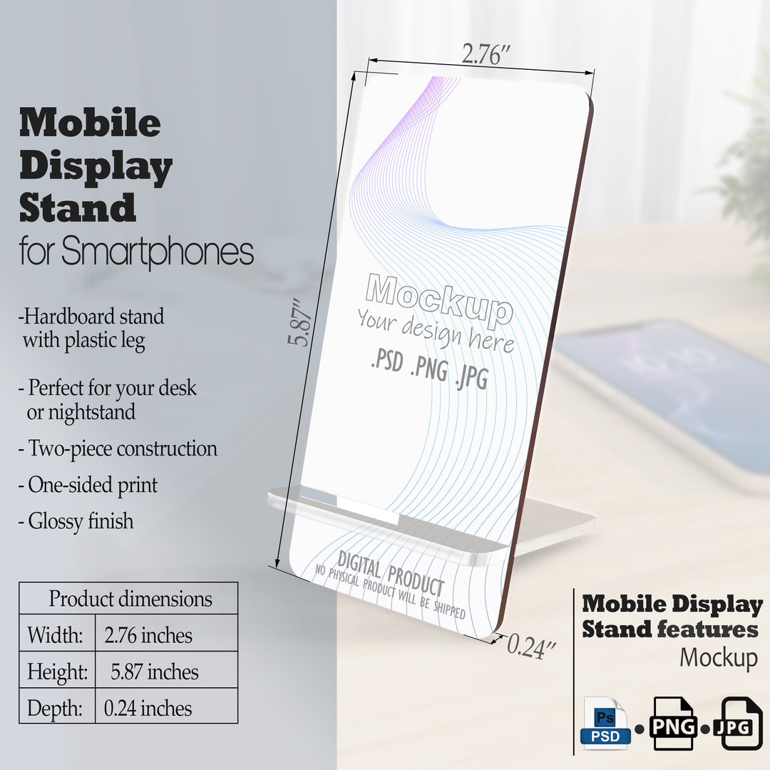 Size Chart Mobile Display Stand Mockup Smartphone Stand Mockup Mobile ...