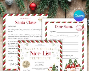 Editable Letter From Santa Printable Offical Nice List Certificate ...