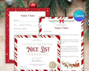 Editable Letter From Santa Printable Offical Nice List Certificate ...