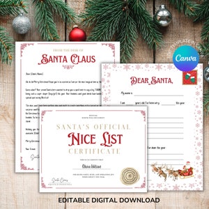 Editable Letter From Santa Printable Offical Nice List Certificate ...
