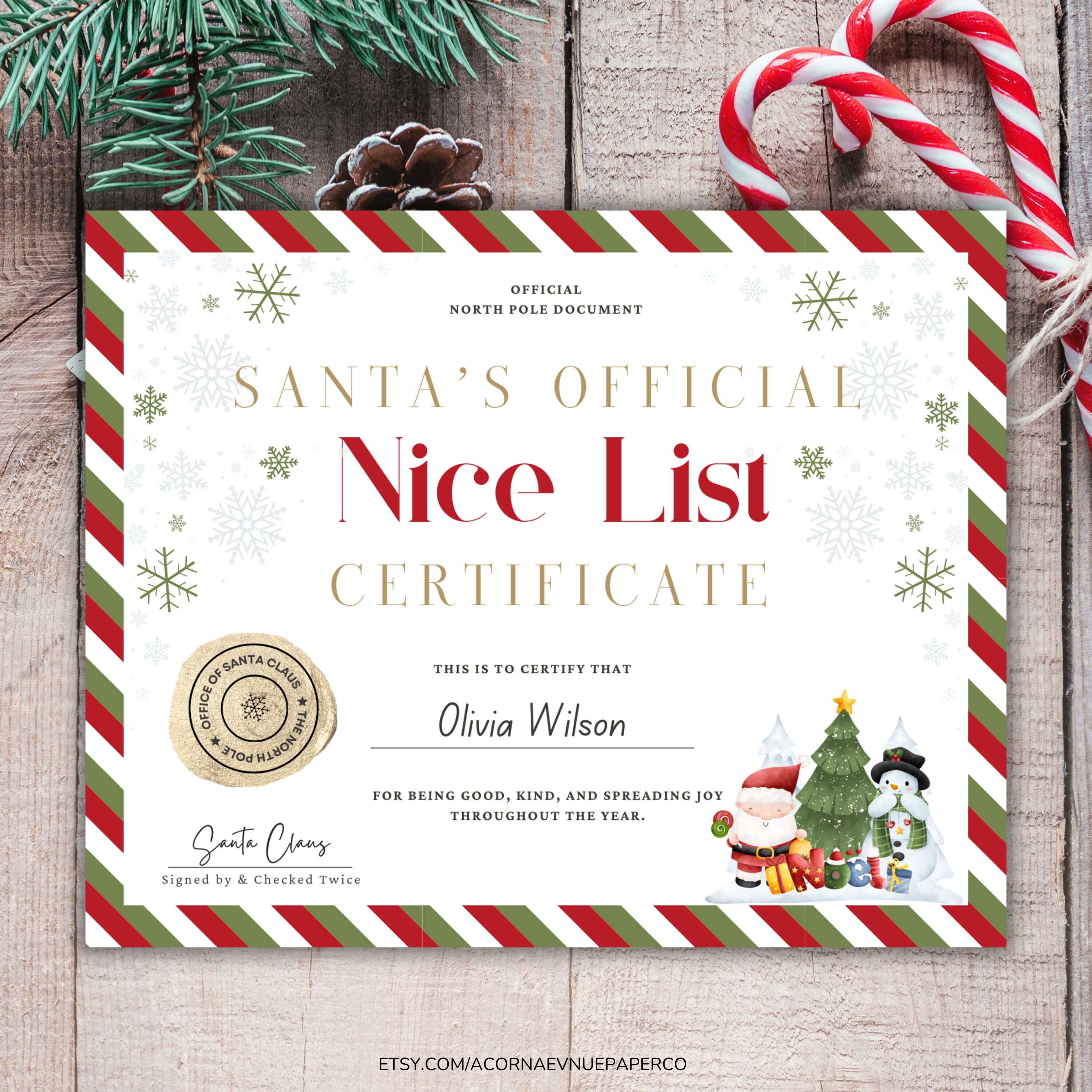 Editable Letter From Santa Printable Offical Nice List Certificate ...
