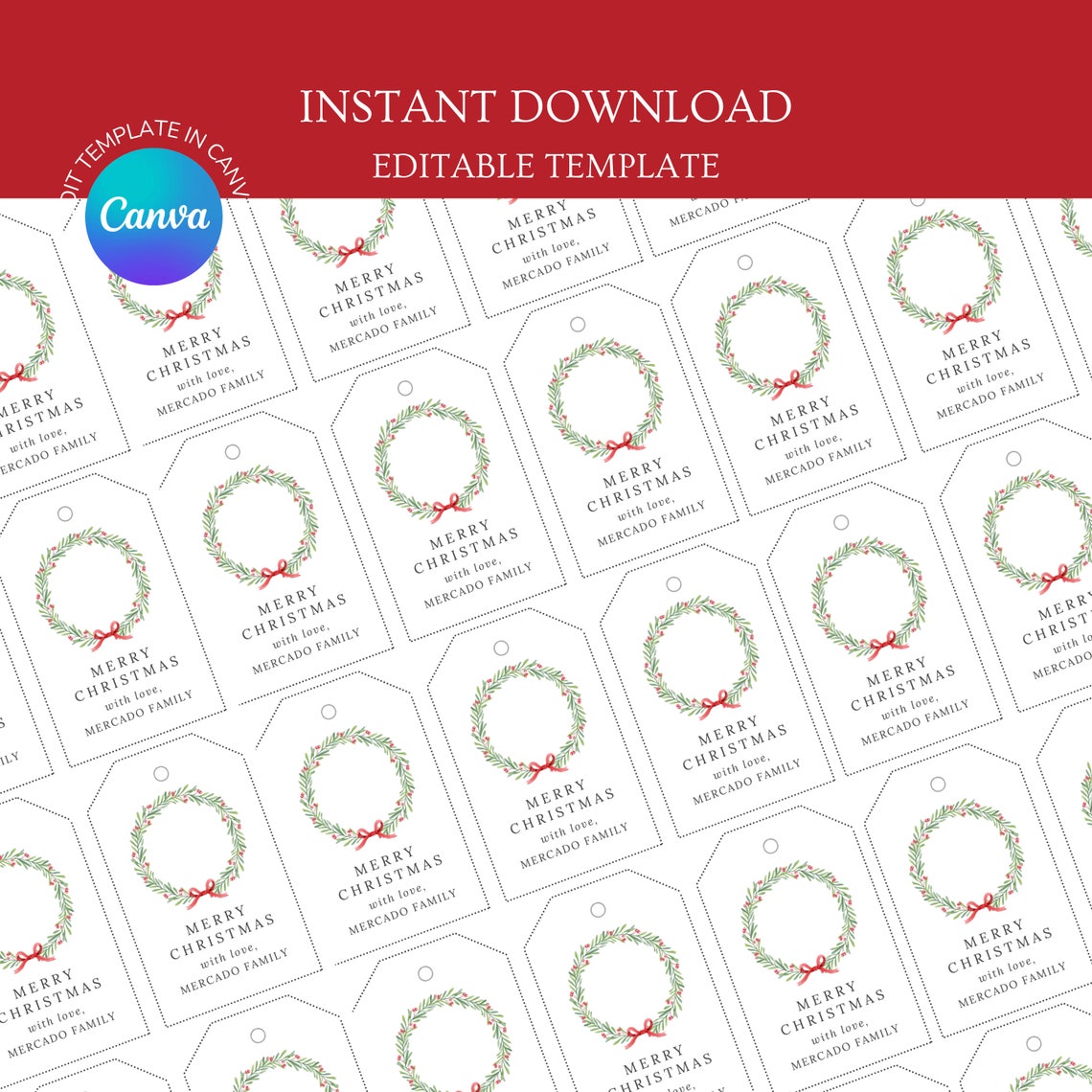 Editable Christmas Tags Printable | Modern Holiday Gift Tags | Instant ...