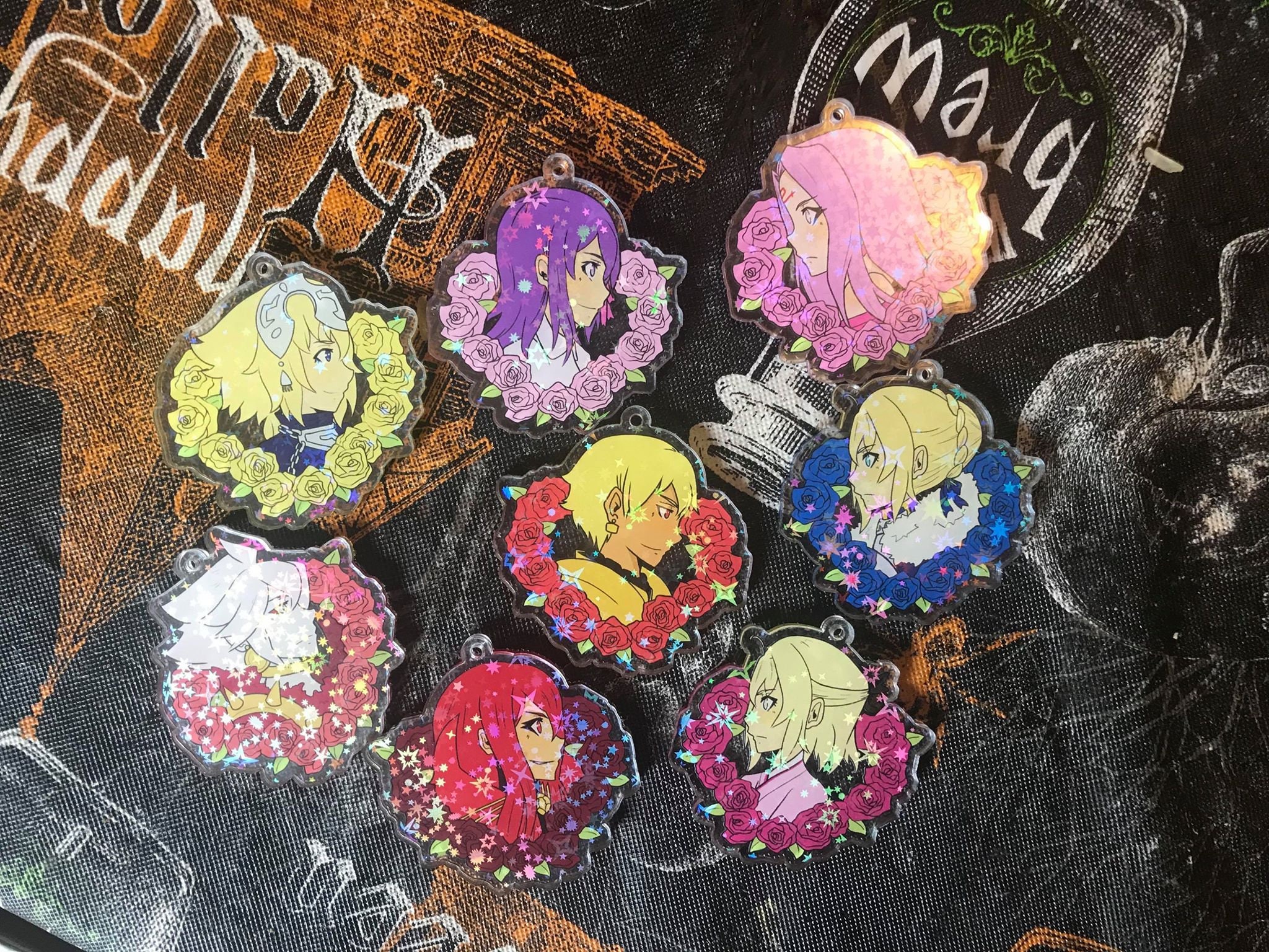Fate Grand Order Large Double Sided Holographic Charms NEW CHARACTERS ...