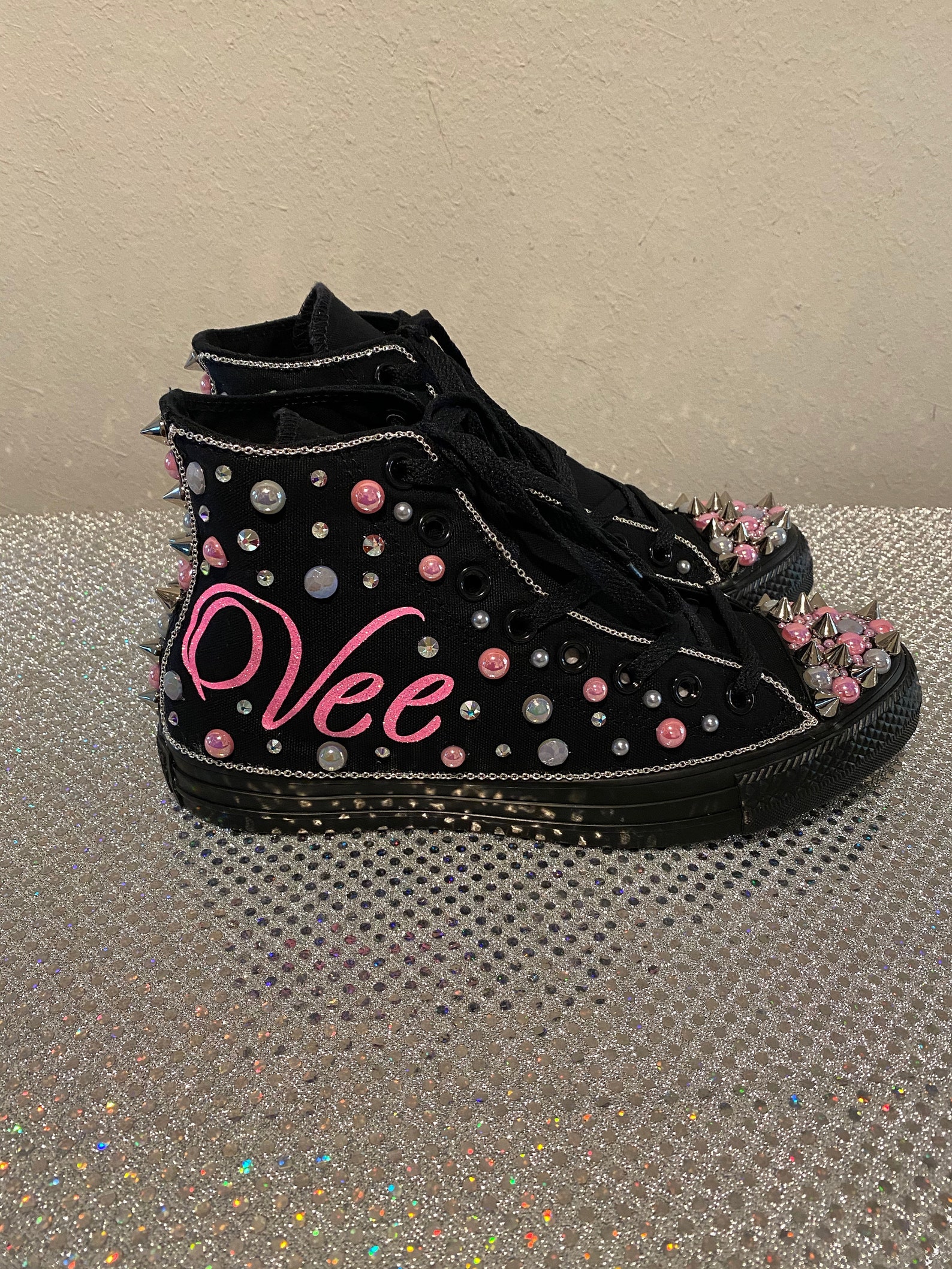 Custom Pink and Black Shoes Pink and Black Inspired Custom | Etsy