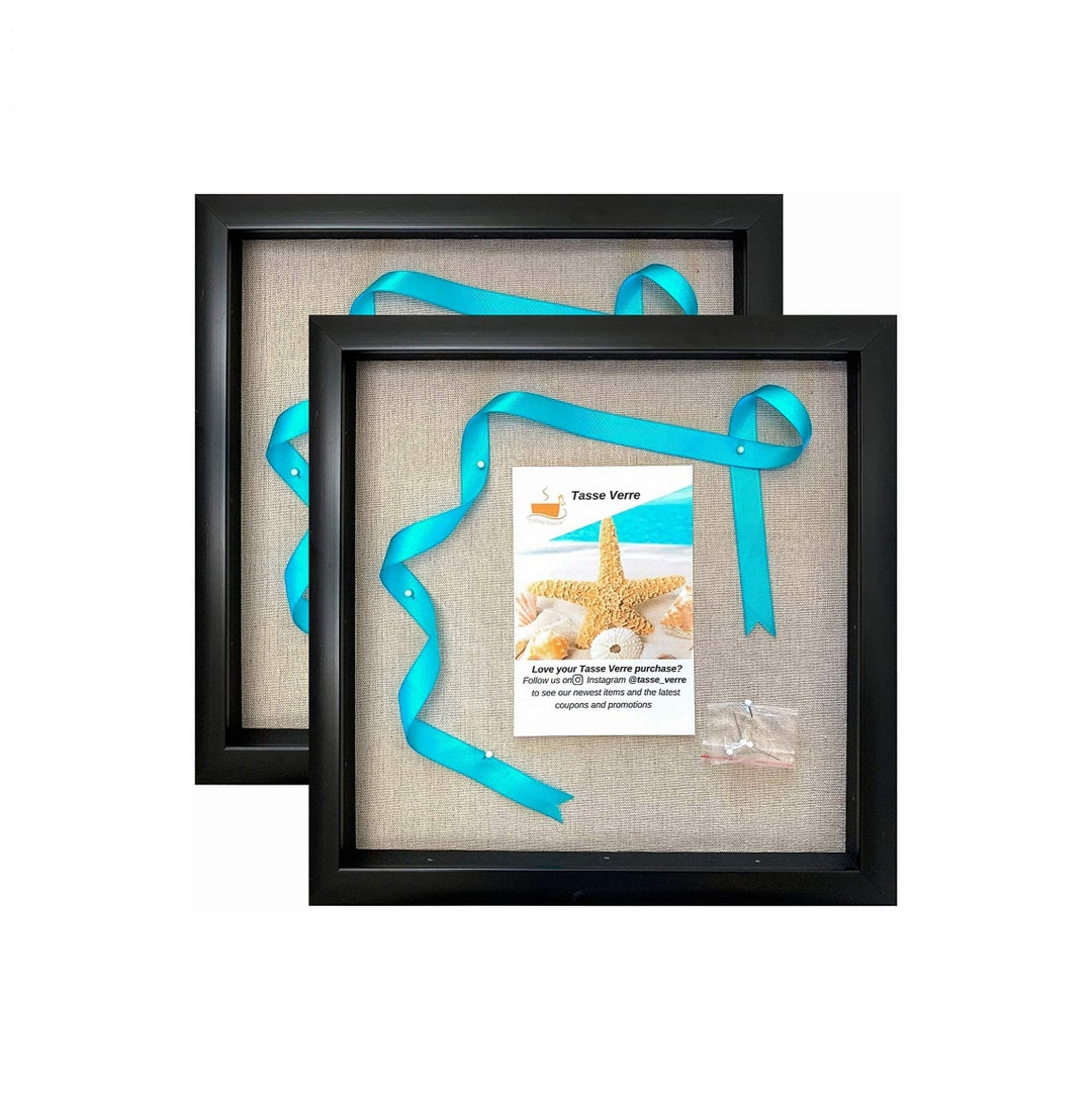 Black Shadow Box Frames (2-packs) W/ Linen Background & 8 Stick Pins ...