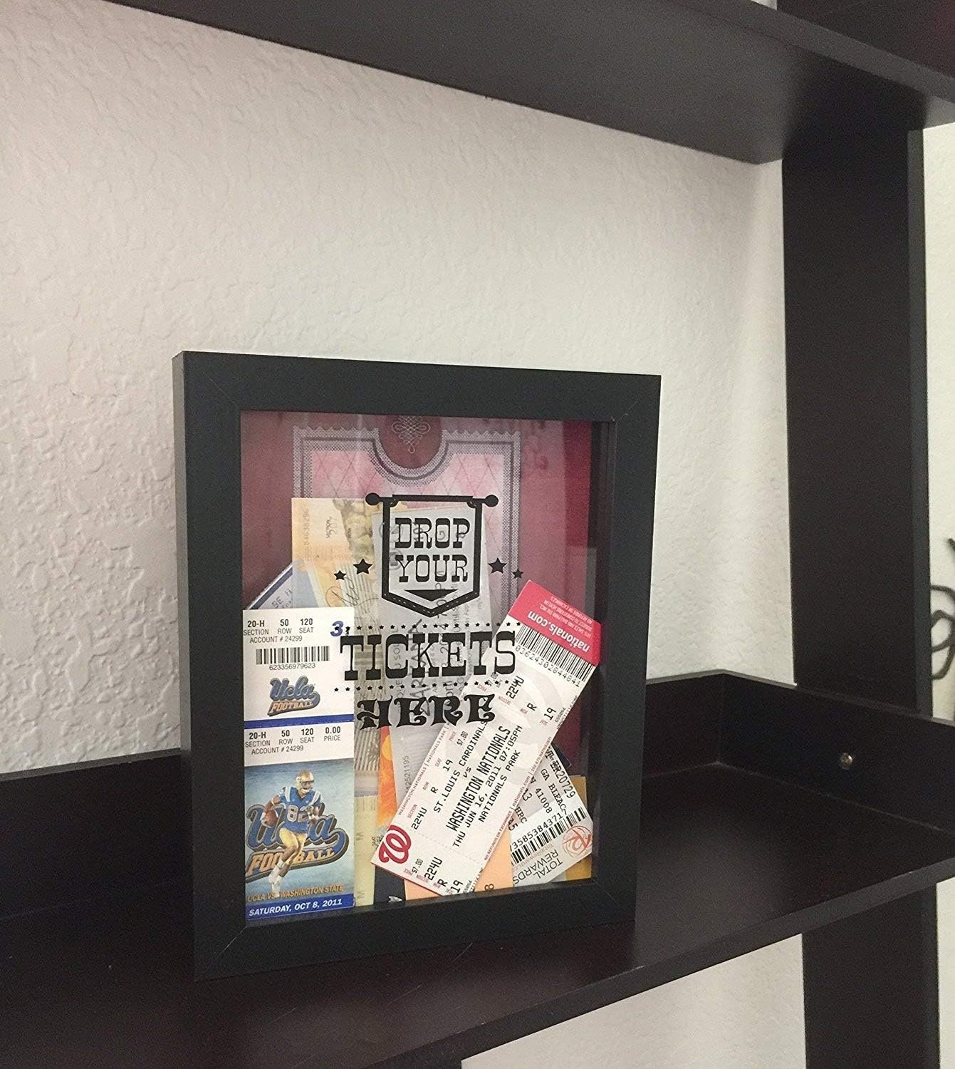 Ticket Shadow Box - Memento Frame - Large 4" Slot on Top of Frame ...