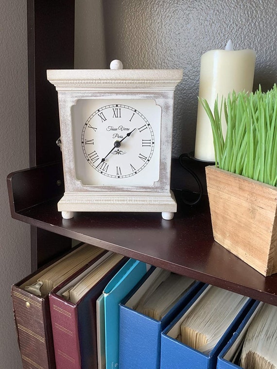 Rustic Shelf Clock quiet for Bedroom Table or Desk - Etsy