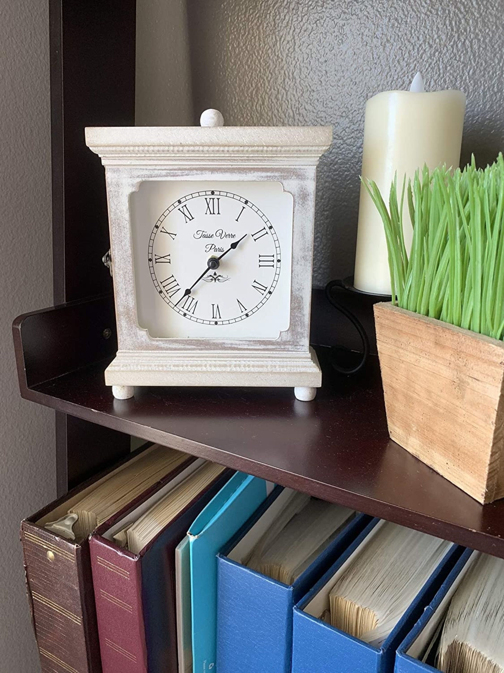 Rustic Shelf Clock (quiet) for Bedroom Table or Desk 9"x7" Farmhouse ...