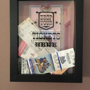 Ticket Shadow Box - Memento Frame - Large 4" Slot on Top of Frame ...