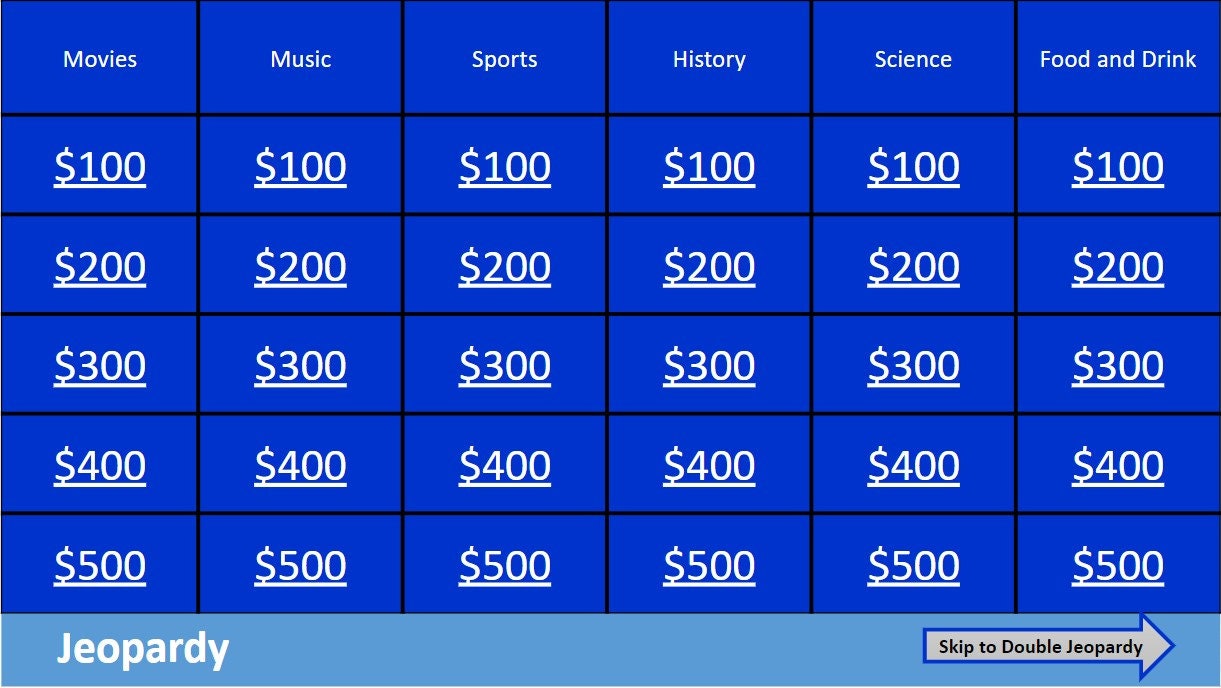Interactive Adult Party Jeopardy Game | Fun Powerpoint Game for Group ...
