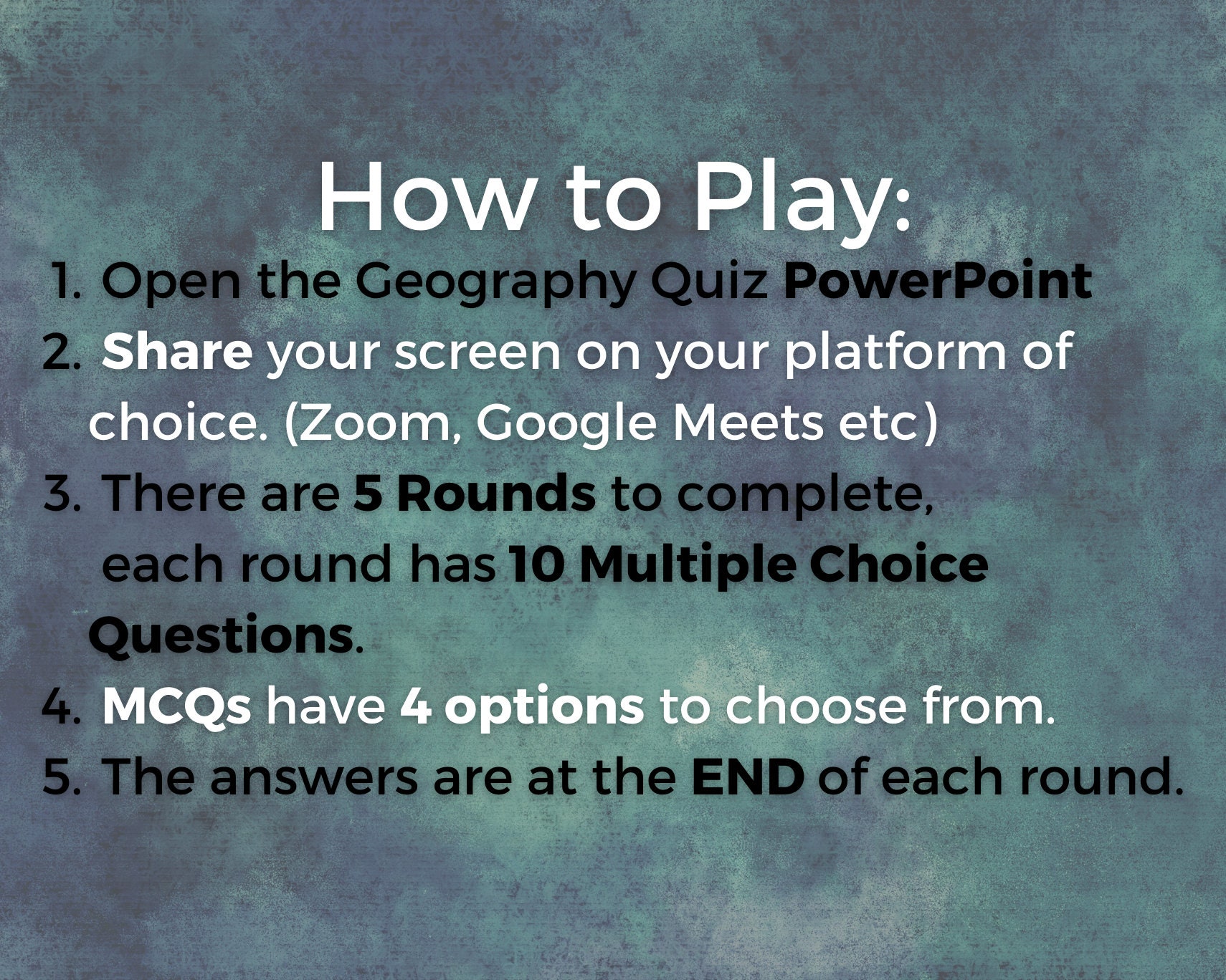 Geography Quiz - Customizable Powerpoint Quiz - Ready to Play Trivia ...