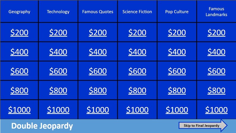 Interactive Adult Party Jeopardy Game | Fun Powerpoint Game for Group ...