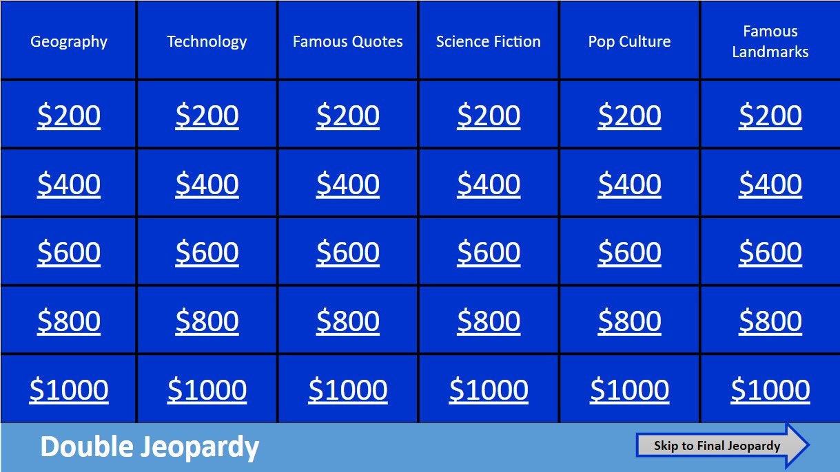 Interactive Adult Party Jeopardy Game | Fun Powerpoint Game for Group ...