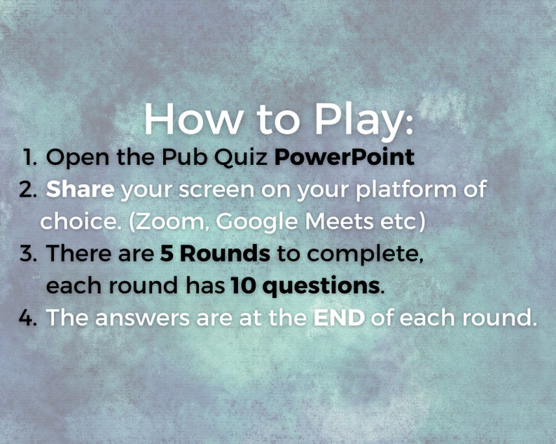 Pub Quiz 4: Ready-made Trivia Powerpoint With PDF (digital Download) - Etsy