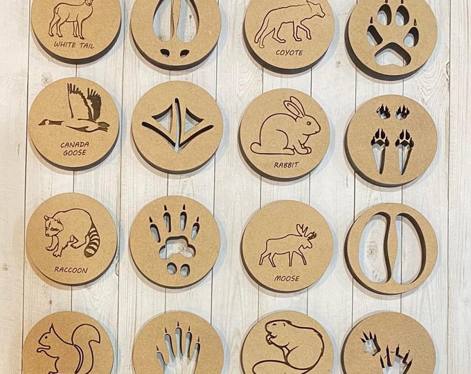 Wildlife Animal Tracks Play Dough Stamps. A Set of 9 Wooden Forest ...