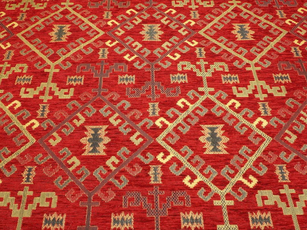 Upholstery Fabric,kilim Design Fabric,turkish RED Kilim Pattern Fabric ...